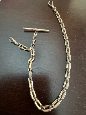 VINTAGE 13 INCH S.O.B. & CO. POCKET WATCH CHAIN T-BAR YELLOW GOLD ...