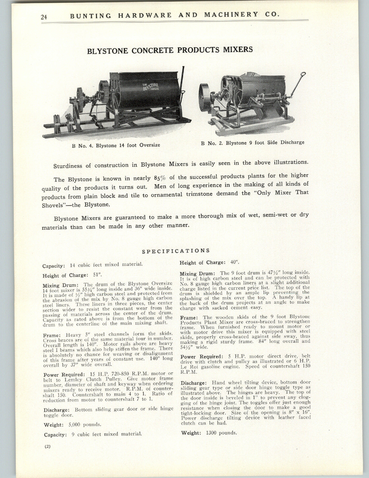 1926 PAPER AD 4 PG Blystone Plaster Mortar Mixer Portable Tilting ...