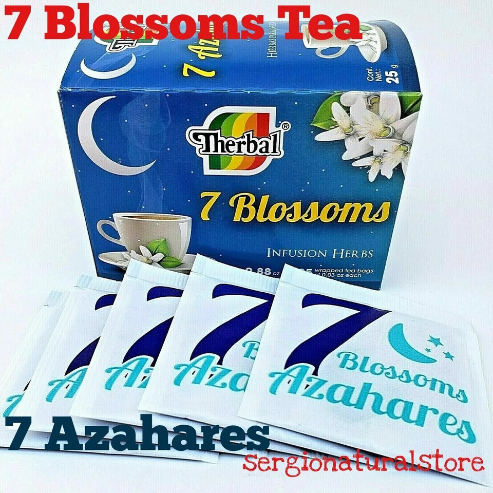 TE DE 7 AZAHARES 25 BAGS 0.03oz EACH 7 BLOSSOMS Caffeine Free Made in ...