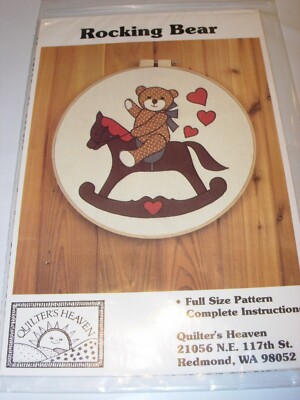 CRAFTS ROCKING BEAR 18" HOOP COUNTRY APPLIQUE WALL ART SEWING PATTERN ...