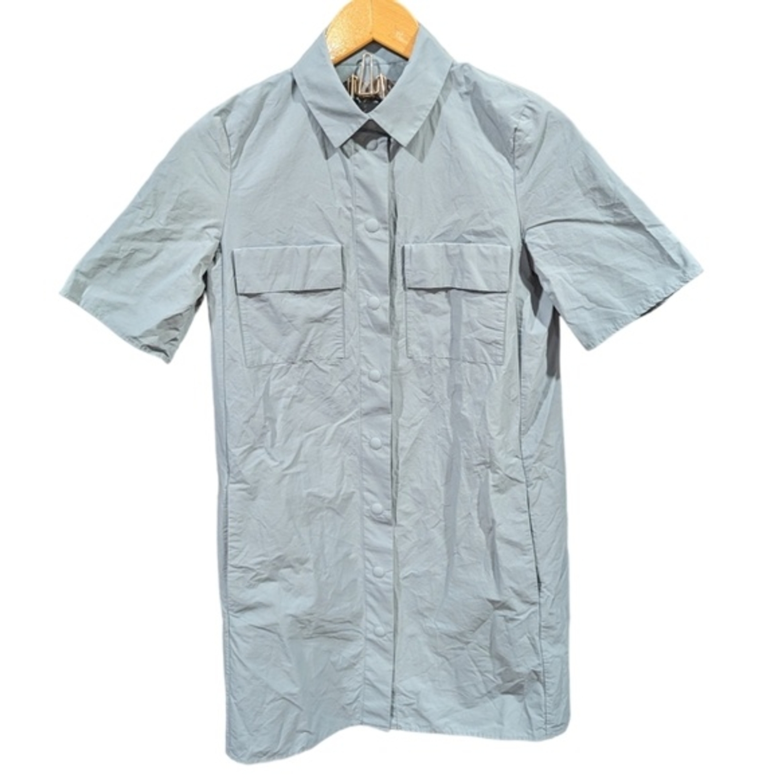 COS Short Sleeve Longline Hidden Front Snap Utility T… - Gem