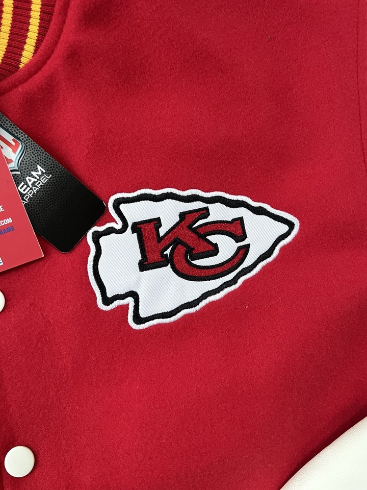 NFL Kansas City Chiefs Thick Wool Leather Letterman Varsity Bomber ...