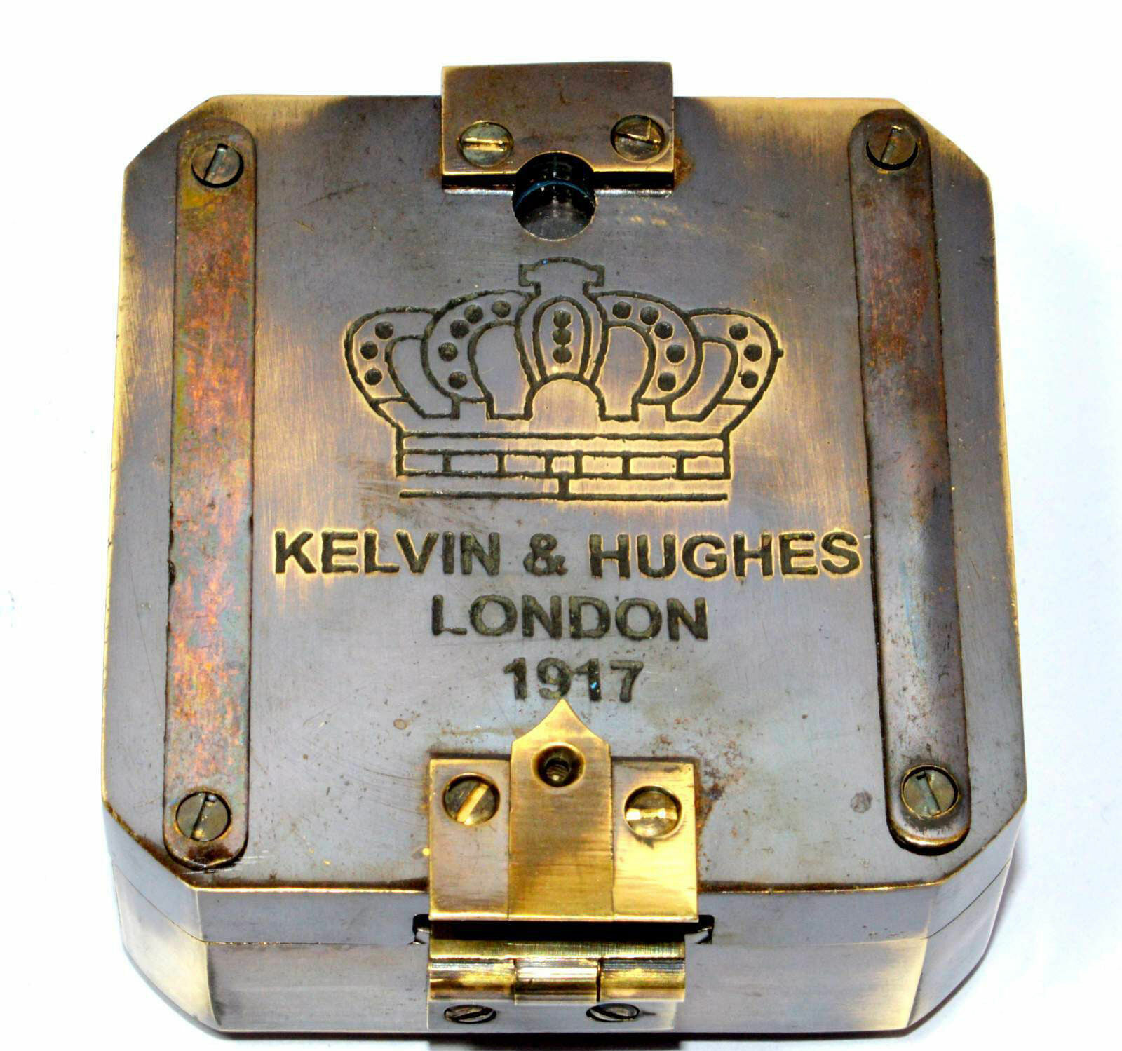 SOLID BRASS KELVIN & HUGHES 1917 BRUNTON COMPASS ANTIQUE COMPASS ...