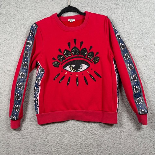 Kenzo Paris Red Eye Embroidered Sweatshirt Pullover Eye Sleeve Trim ...