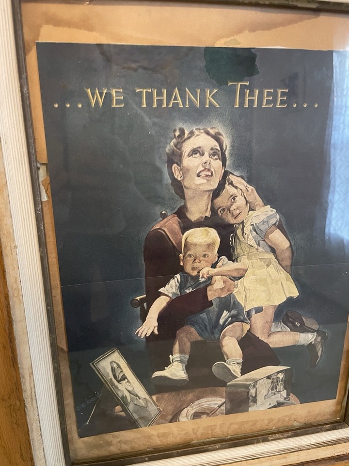 WWII Home front Propaganda Poster Originally Framed - We Thank THEE | eBay