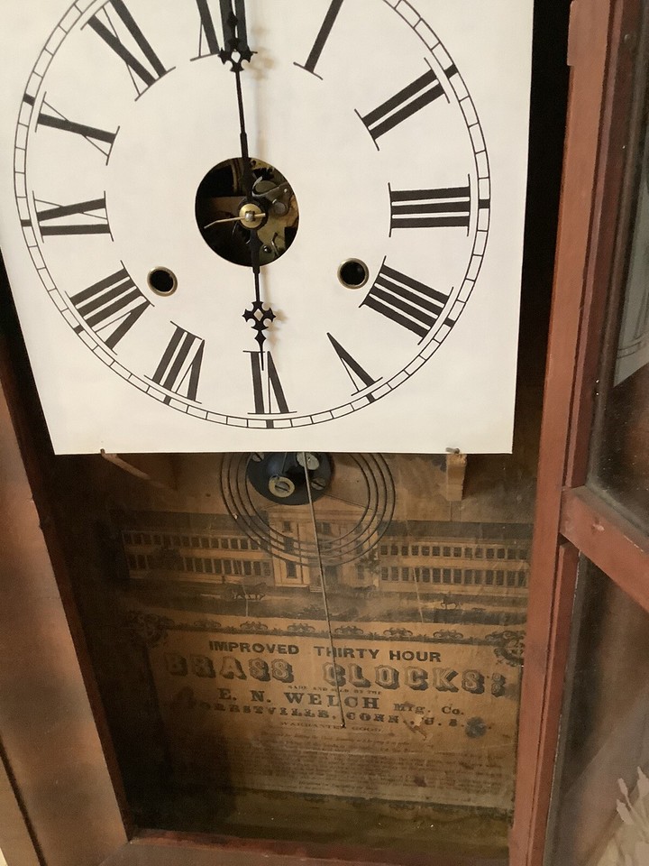 E.N. WELCH MFG. CO.- ANTIQUE WALL CLOCK - C.1880-NEEDS WORK-SOLD "AS IS ...