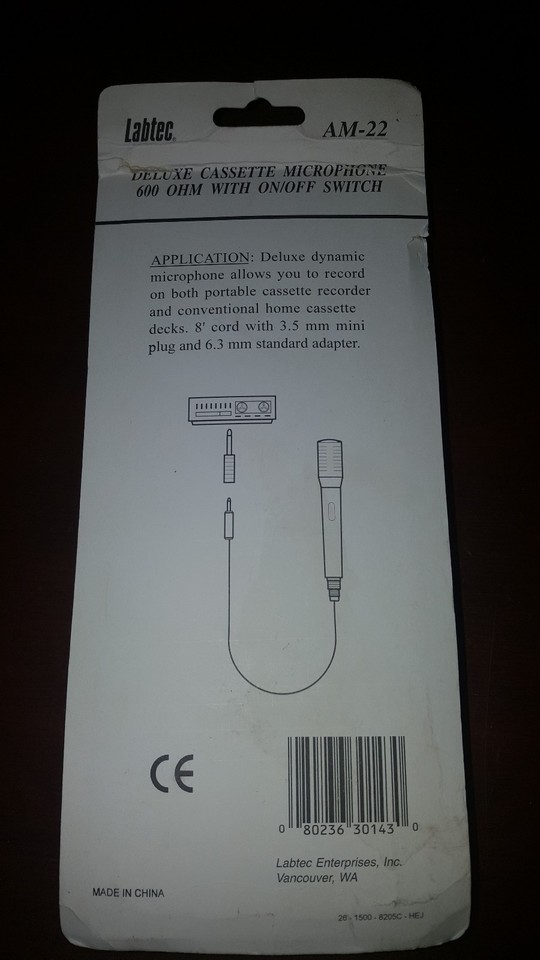 Labtec Deluxe Cassette Microphone AM-22 New in Package Unopened | eBay