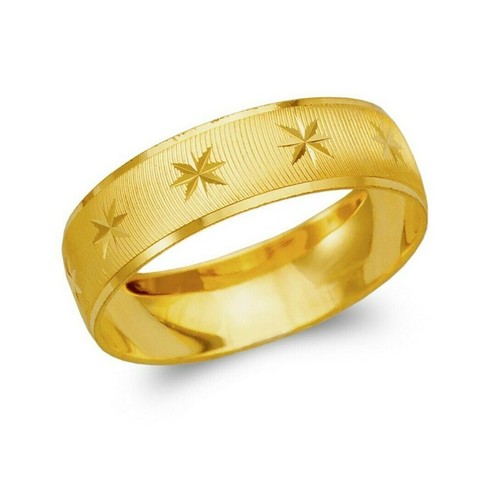 14K yellow solid Gold band Ring Men's Women's Wedding Engagement 6mm ...