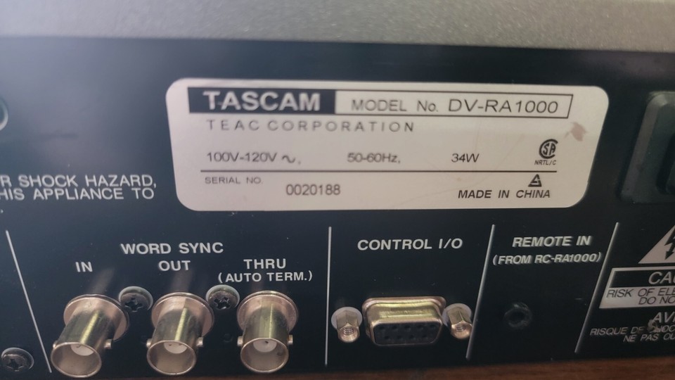 Tascam 2-Channel High-Definition Audio/DSD Master Recorder DV-RA1000 | eBay