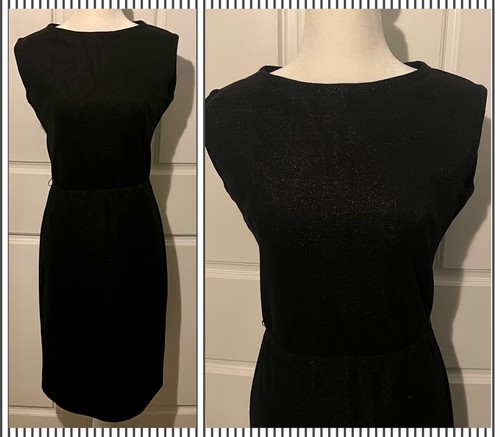 Vintage 1960's Kimberly Knitwear Black Virgin Wool Metallic Yarn Sheath ...