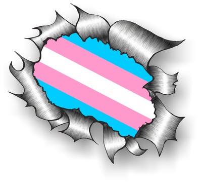 CLASSIC Ripped Open Torn Metal Rip & LGBT Transgender Trans Flag Car ...
