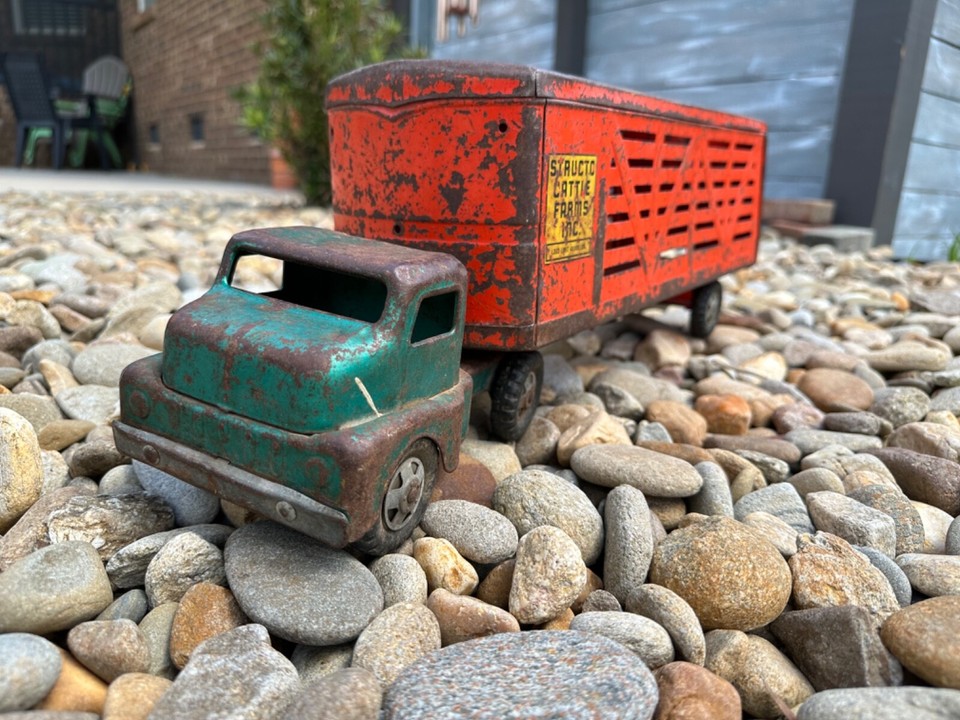 Vintage Structo Toys Pressed Steel Cattle Truck and Trailer Circa Mid ...