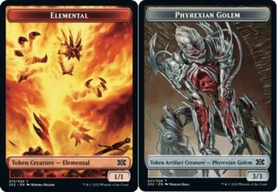 1x Elemental (013) // Phyrexian Golem (021) Token MTG Double Masters 2022 NM Mag | eBay UK