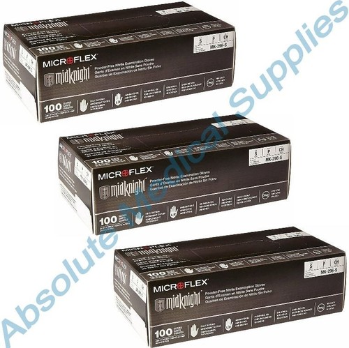 *300-Gloves* Microflex MidKnight Powder-Free Nitrile Medical Small MK ...
