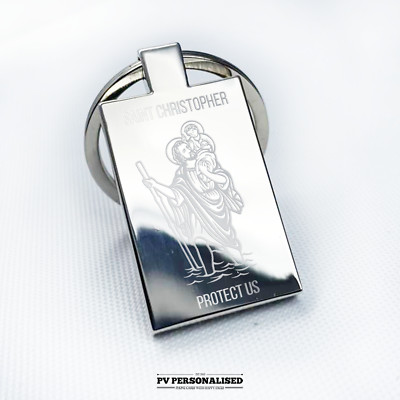 Personalised Saint Christopher Keychain Custom Name Keyring Religious ...