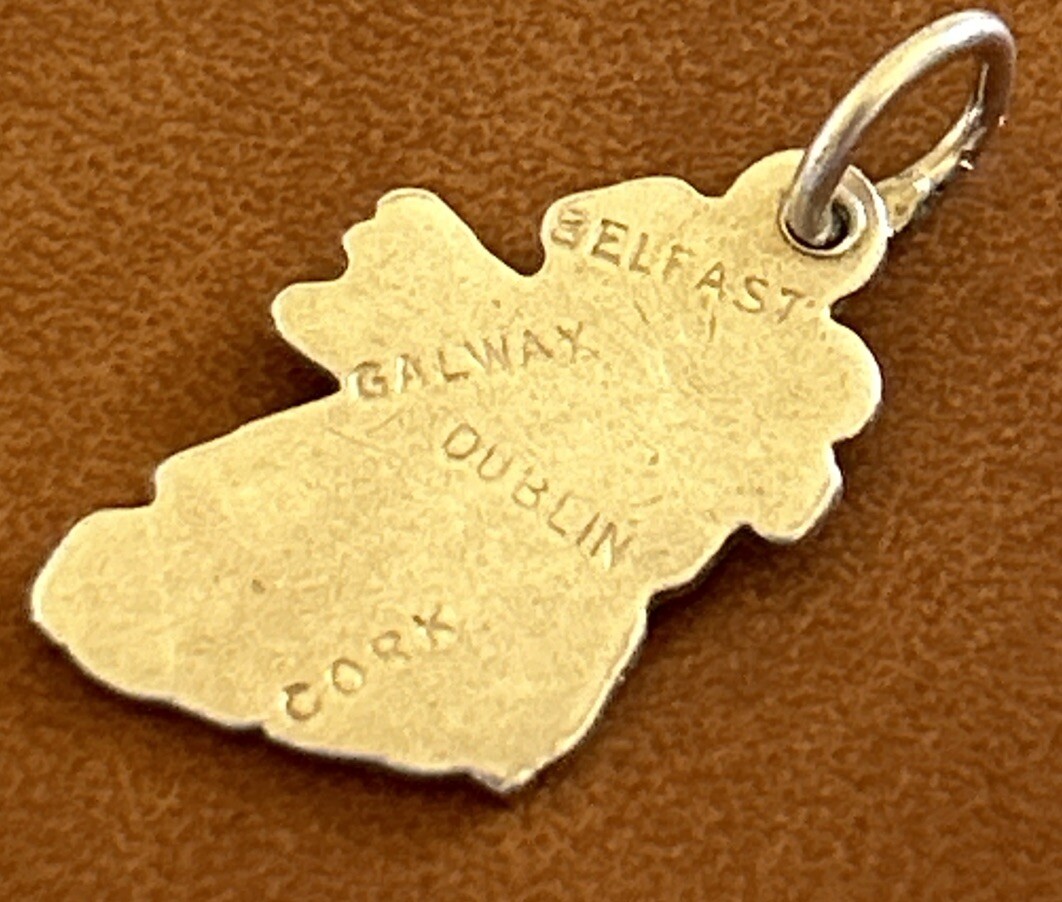 IRELAND IRISH MAP *RARE* Silver Vintage Travel Enamel… - Gem