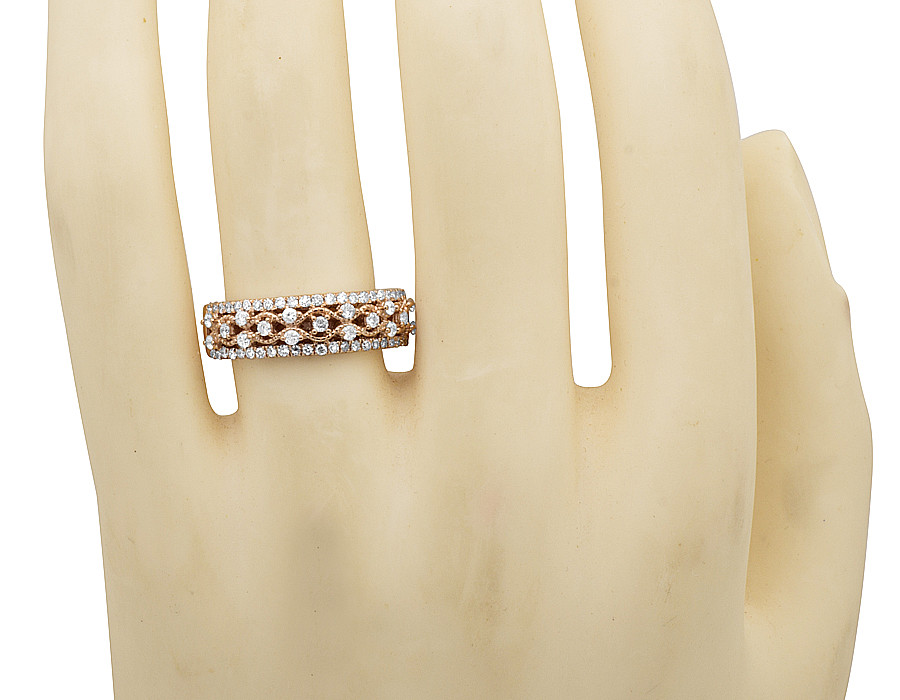 Ladies 10K Rose Gold Real Diamond Vine Designer Engagement Ring Band ...