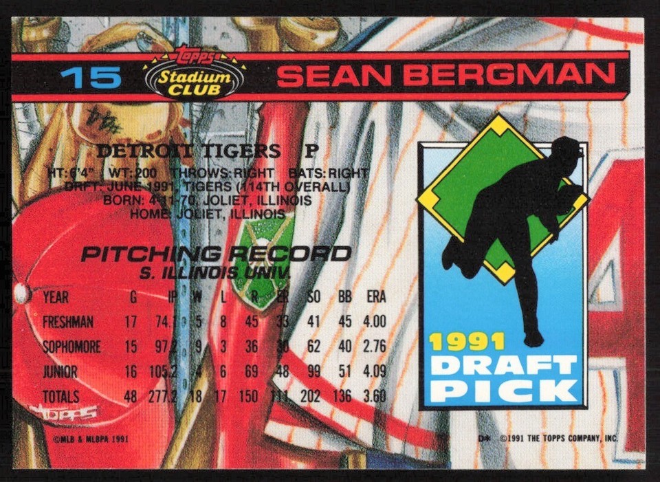 1992 Stadium Club Dome #15 Sean Bergman Detroit Tigers | eBay