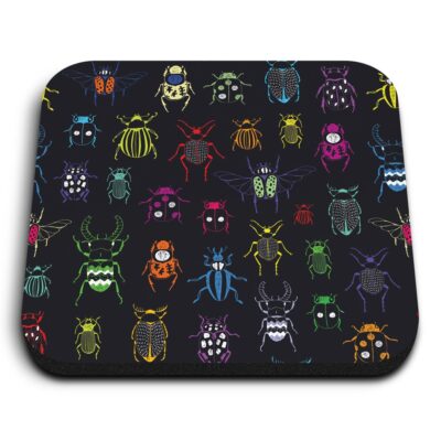 1x Square Fridge MDF Magnet Colourful Beetle Pattern Boys Kids #170501 ...
