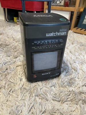 Sony MEGA Watchman Vintage Television FD-510 Portable B&W TV FM/AM ...