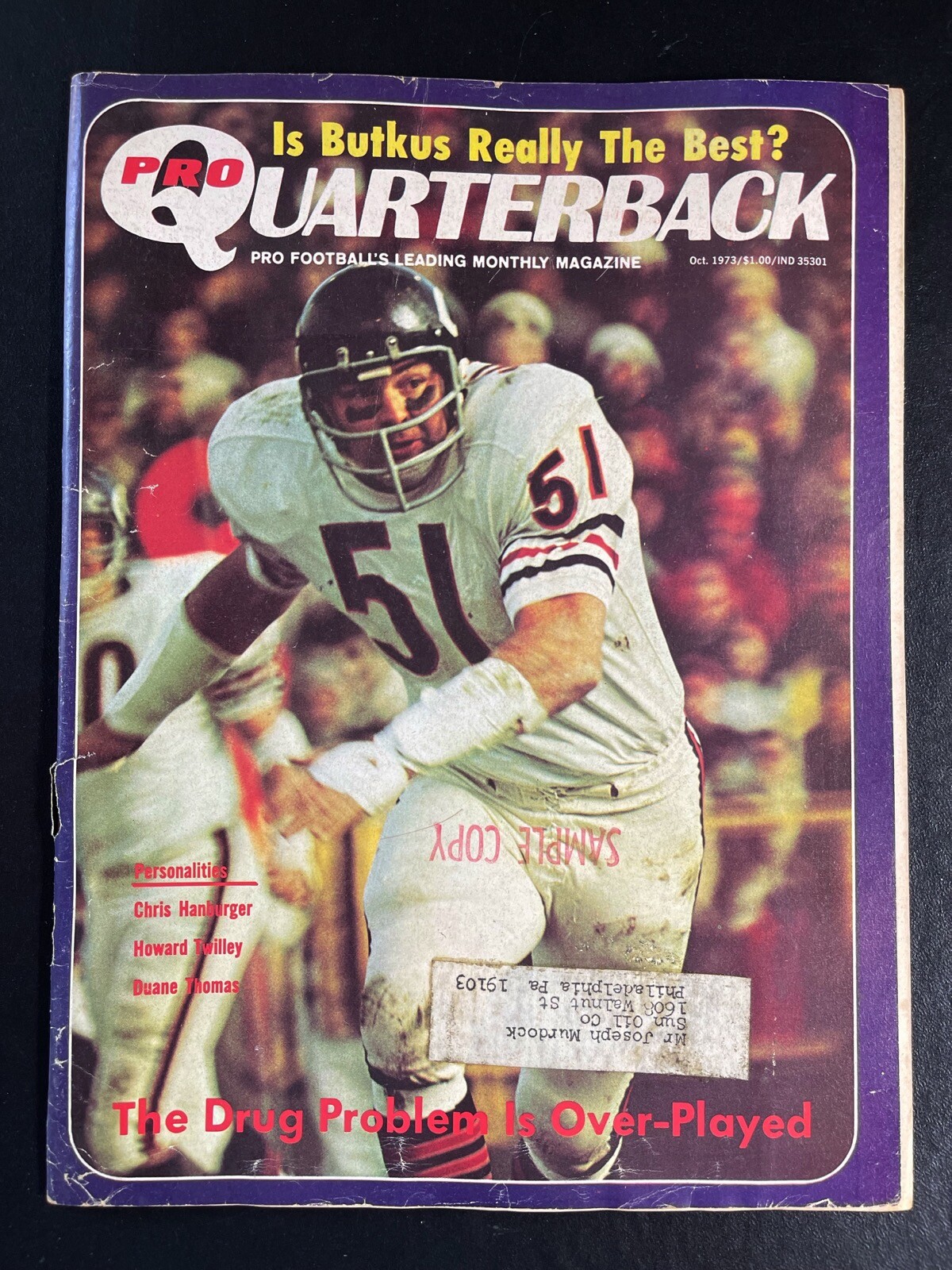 Pro Quarterback Magazine Dick Butkus October 1973 NFL | eBay