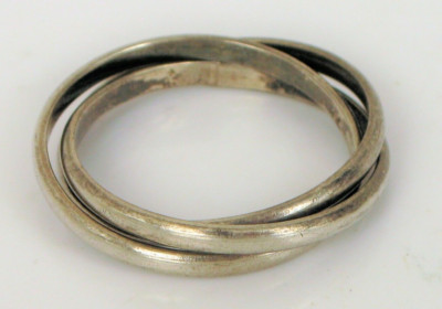 VTG BEAUTIFUL STERLING SILVER MODERNIST RING TRIPLE STACK TRINITY KNOT ...