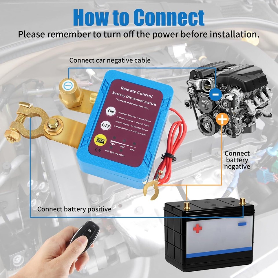 Kill Switch For Car Remote Battery Disconnect Switch 12V 250A Automatic ...