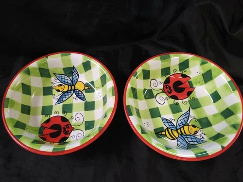 Set of 2 Ambiance Buggles Soup Cereal Bowls ~ 7.5" ~ Lady Bug, Bee | eBay