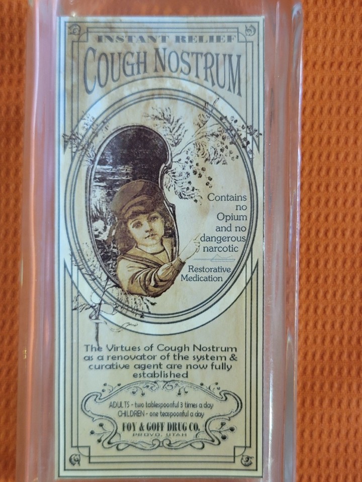 HALLOWEEN DECOR OLD STYLE APOTHECARY BOTTLE Cough Nostrum Syrup ...