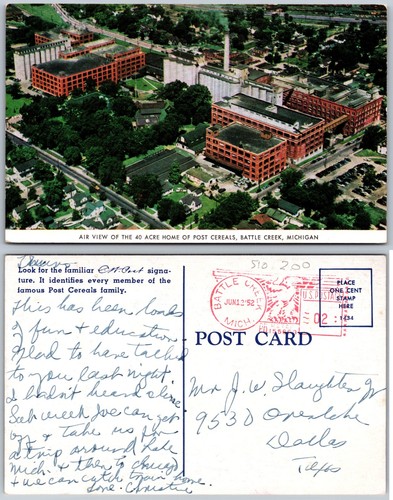 Post Cereals Factory Battle Creek MI Postcard | eBay