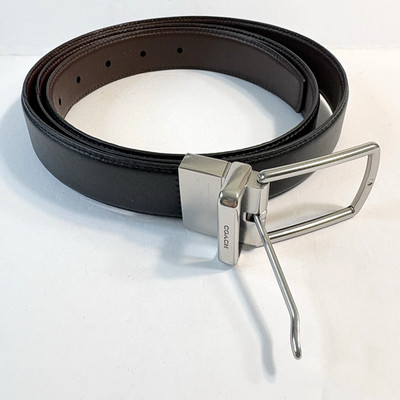 Coach Men's Reversible Leather Belt Size 42 Black Brown Silvertone ...