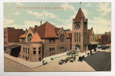 NY Postcard Syracuse New York Central Railroad RR Train Station Depot ...