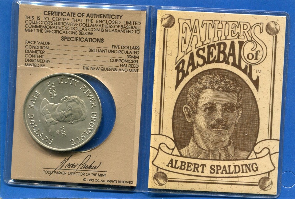1992 ALBERT SPALDING FATHERS OF BASEBALL AUSTRALIAN COIN NICE!! | eBay
