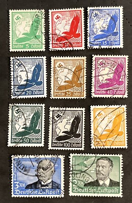 Nazi Germany Third Reich NSDAP Luftpost Air Mail Stamp Set Lot WWII WW2 ...