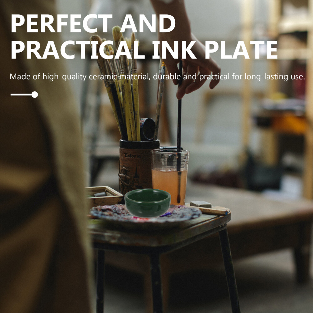 2 Pcs Ceramic Ink Plate Calligraphy Brush Tray Painting Chinese ...