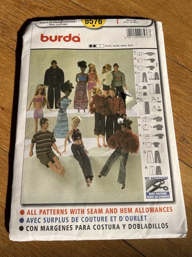 Burda #8576 11.5" Doll Clothes Barbie Pattern Germany NEW AND UNCUT ...