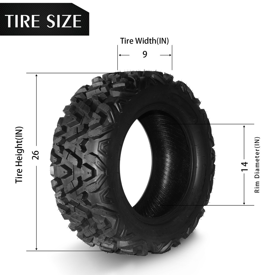 26x9x14 ATV UTV All Terrain 6 Ply Tubeless Tires | Set of 2 | 26X914 ...