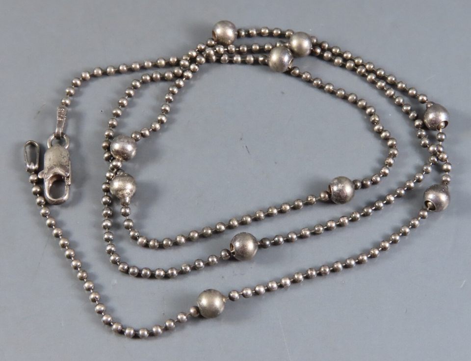 STERLING SILVER 1.5mm Ball Bead Chain SATURN STYLE w/4mm BEAD STATIONS ...
