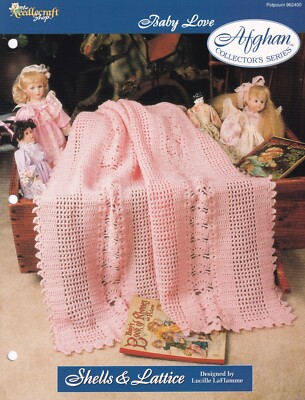 Baby Afghan Crochet Pattern SHELLS & LATTICE Needlecraft Shop | eBay
