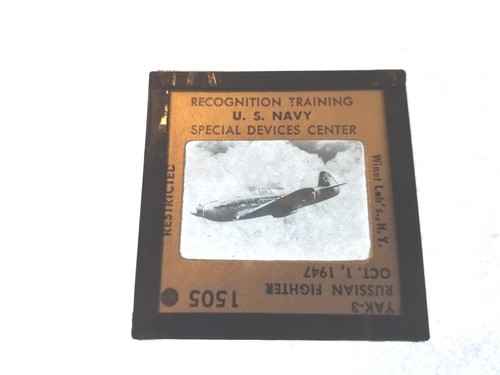 US NAVY RECOGNITION 2" x 2" TRAINING GLASS SLIDE.YAK-3 RUSSIAN FIGHTER ...