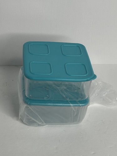 Tupperware Clear Mates Square Stackables Lot 2 Containers & Lids 3151A ...