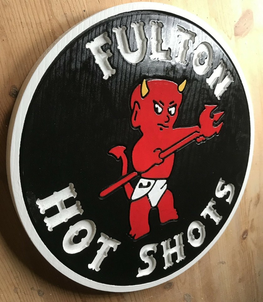 Fire Department Fulton Hot Shots 3D routed plaque wood patch sign ...