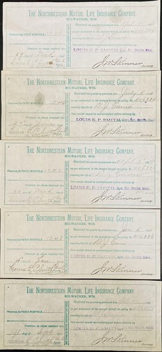 1900 RECEIPTS(P1)~NORTHWESTERN MUTUAL LIFE INSURANCE CO. LOT (5 ...