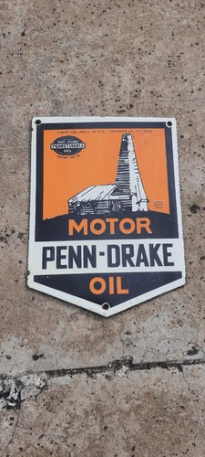 Porcelain Penn-Drake Motor Oil Enamel Sign Size 8" x 6" Inches | eBay