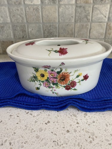Vintage BIA Cordon Bleu Floral Print Porcelain Casserole Dish | eBay