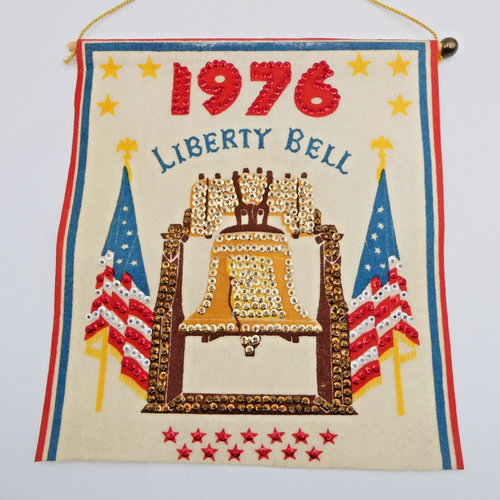 Bicentennial Bejeweled Felt Banner 1976 Liberty Bell Philadelphia Flags ...