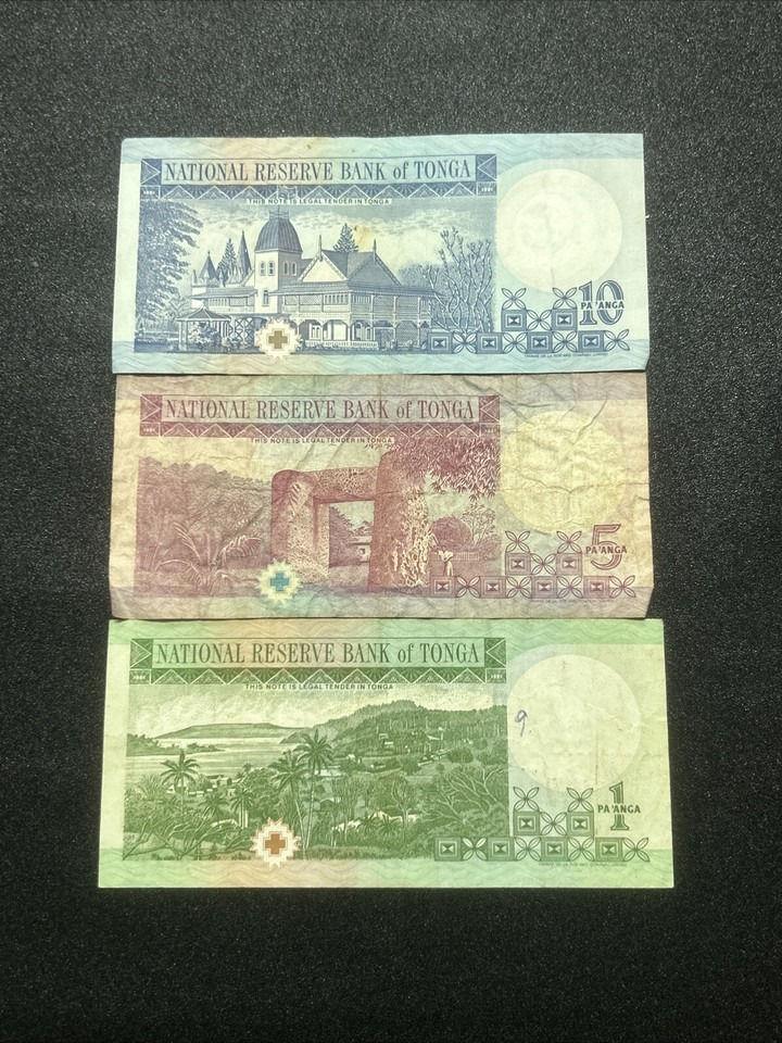 National Reserve Bank Kingdom Of Tonga $1, $5 & $10 Pa’anga Banknote ...
