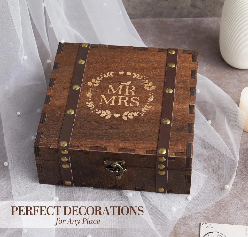 Wedding Keepsake Box with Lids Wood Memory Box Storage Box Bride Vroom ...