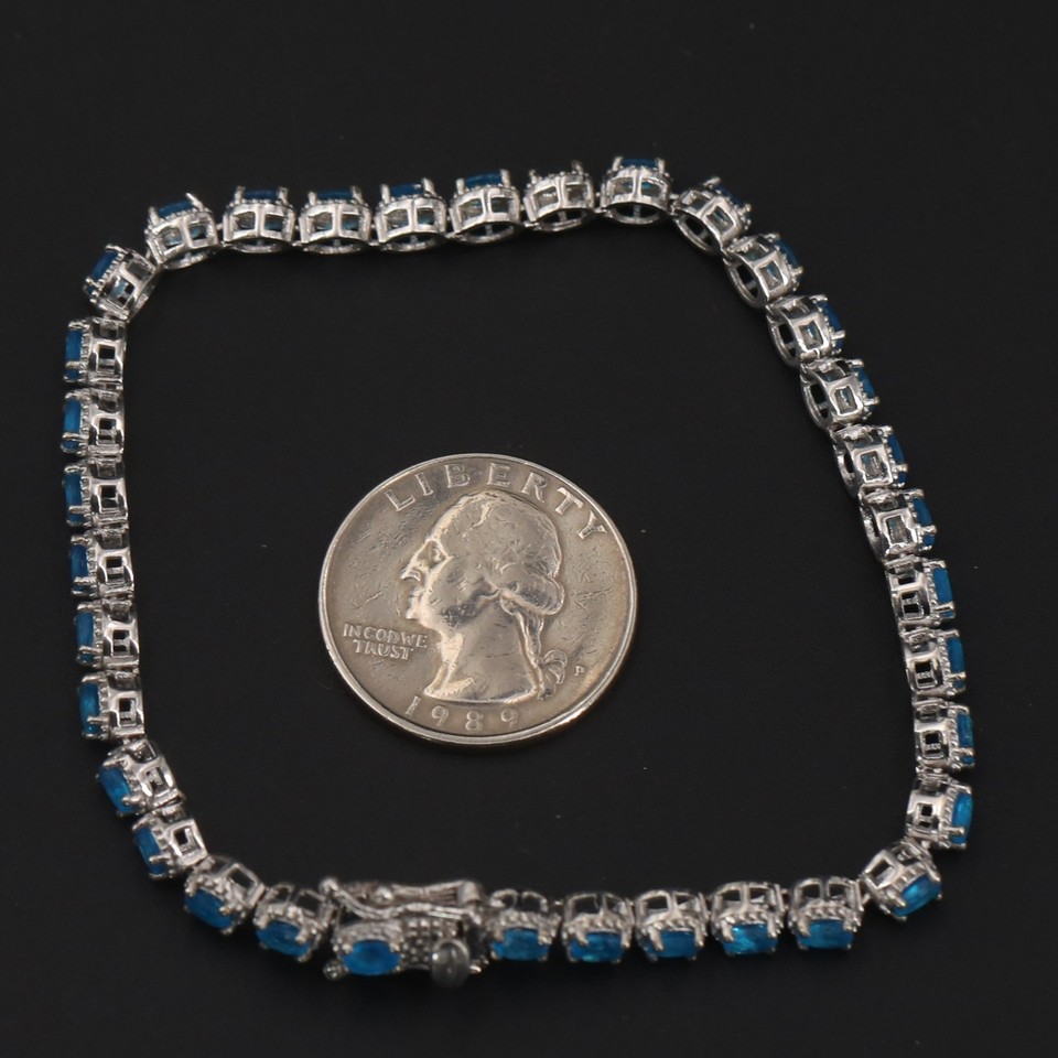 Sterling Silver - STS CHUCK CLEMENCY 5mm Blue CZ 8" Tennis Bracelet ...