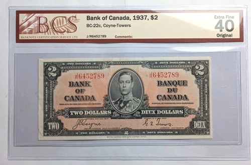 1937 Bank Of Canada $2 Coyne-Towers – BCS EF40 Original – Sharp Colour ...